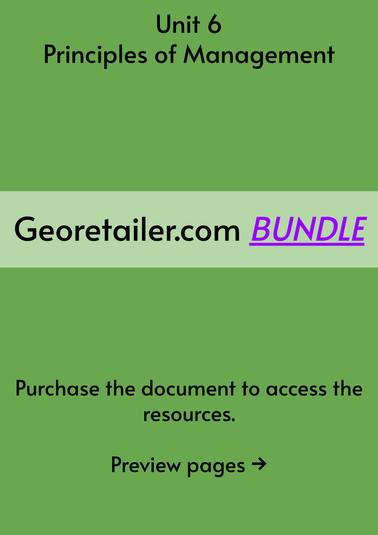 Unit 6 Principles of Management – BTEC Business Level 3 Notes