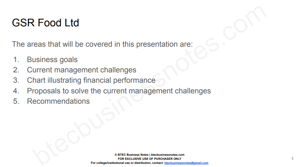 GSR Food Ltd Distinction Grade Report and Presentation Example – BTEC ...