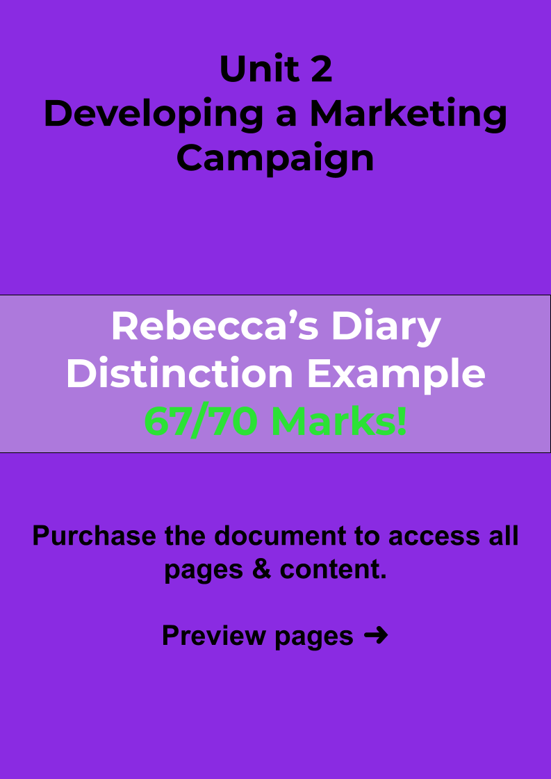 Unit 2 Rebecca's Dairy Developing a Marketing Campaign Exam Example ...
